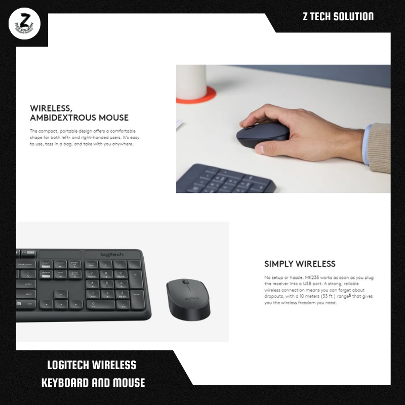 Logitech Mk235 Wireless Keyboard And Mouse Combo Z Tech Solution World Of Gamers